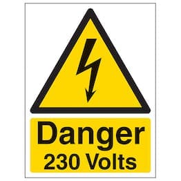 Danger 230 Volts Warning Sign - Electrical Safety Signs – BHMA