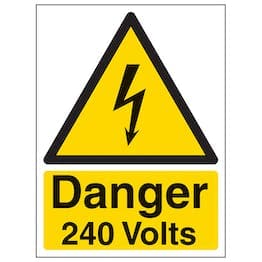 Danger 240 Volts Warning Sign - Electrical Safety Signs – BHMA