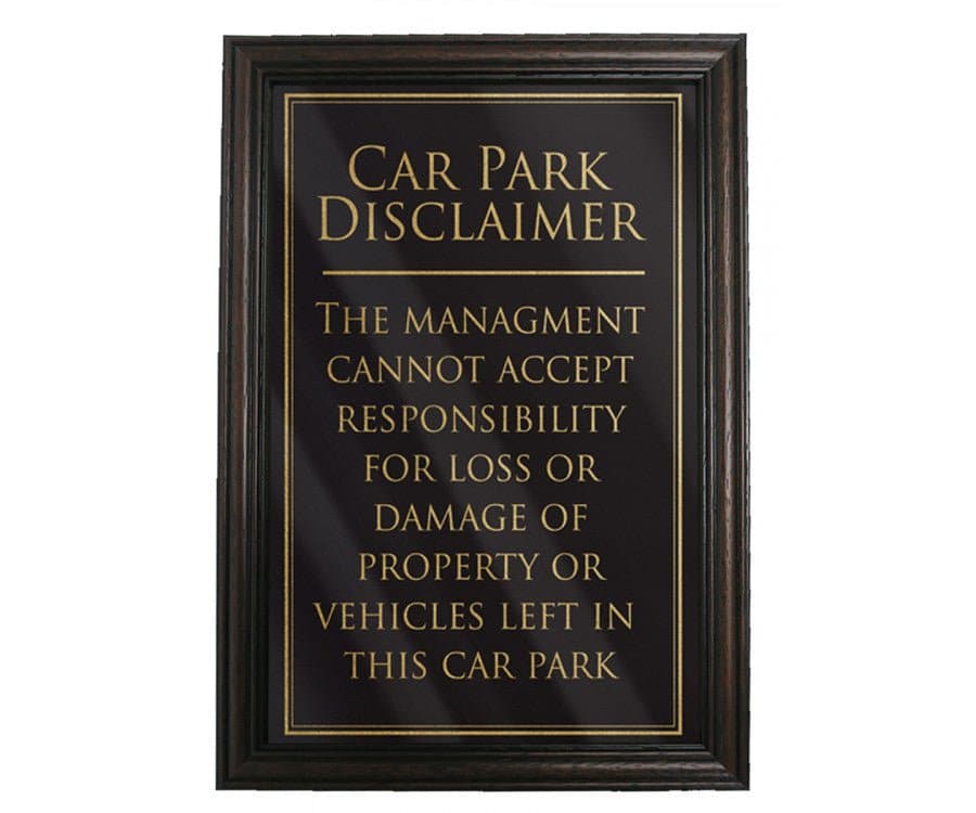 Car Park Disclaimer Sign – bhma