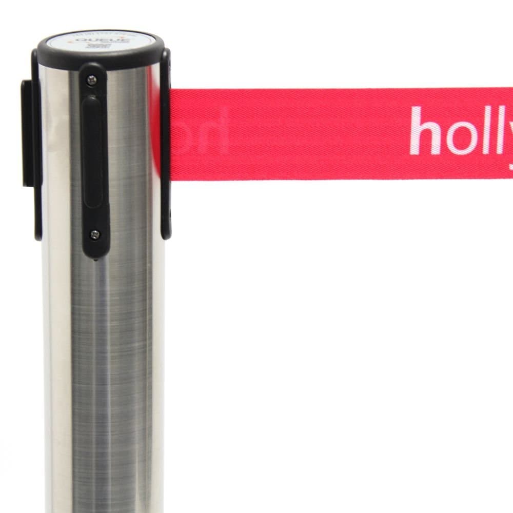 Custom Printed Retractable Belt Barriers - Polished Steel - Barriers ...