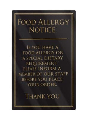 Food Allergy Notice Sign – BHMA