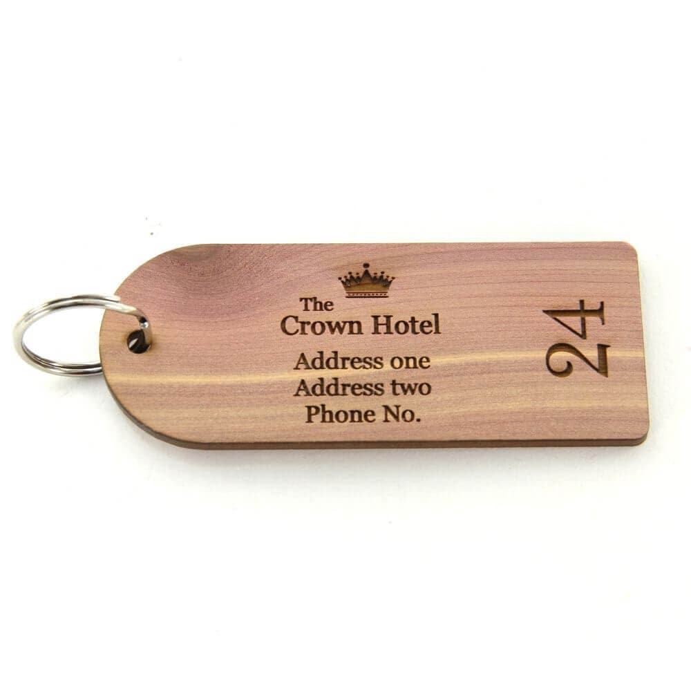 Key Fobs - Engraved Red Cedar Veneer Wood - Hospitality – bhma