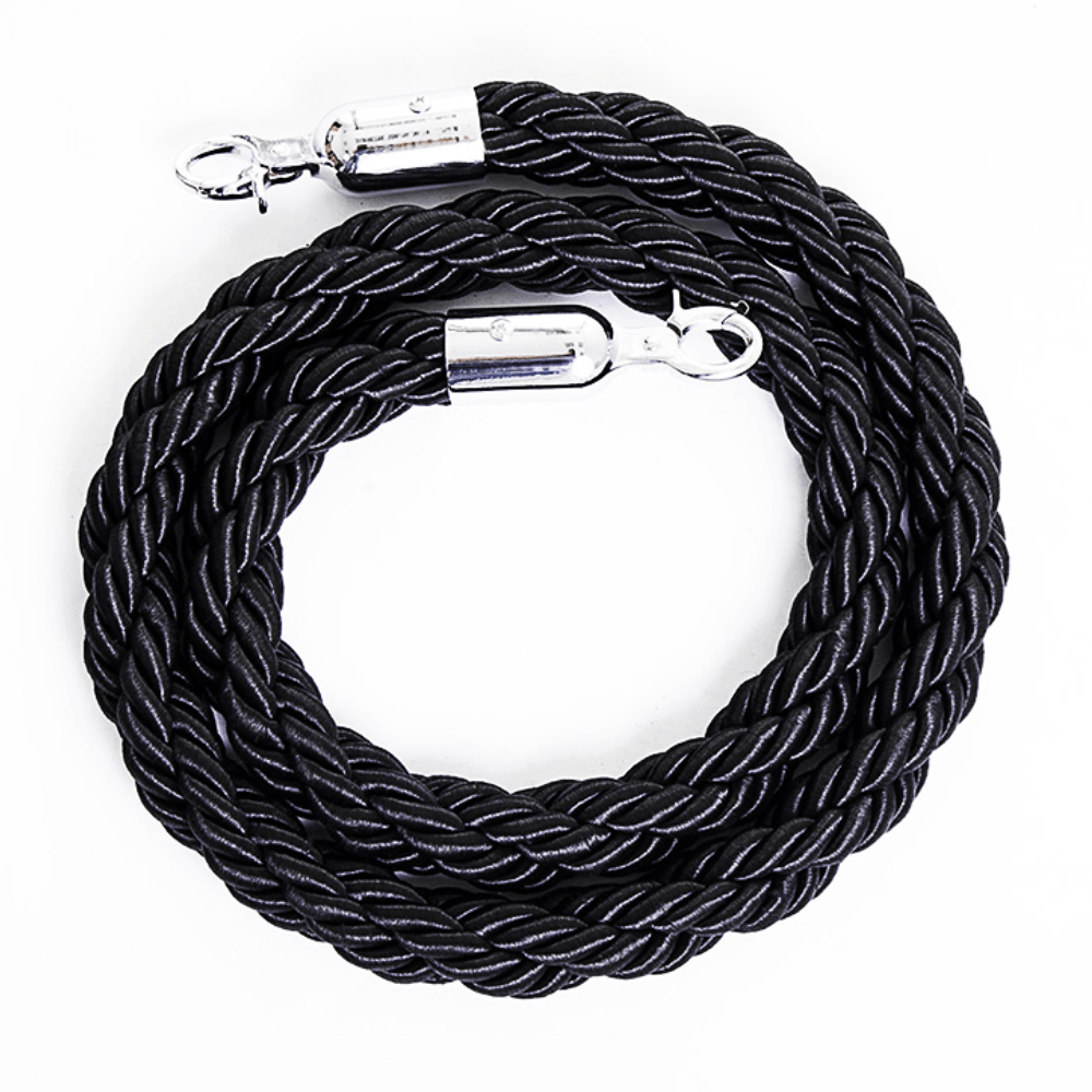 Premium Black Twisted Barrier Ropes Chrome Ends - Ropes & Stands – BHMA
